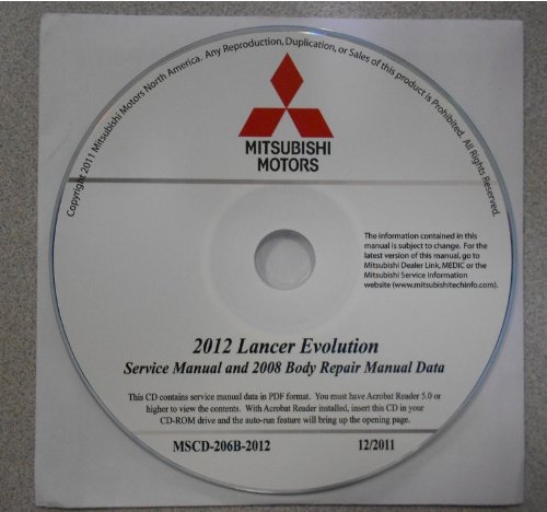 2012 2008 MITSUBISHI LANCER EVOLUTION Service Repair Manual CD FACTORY ...