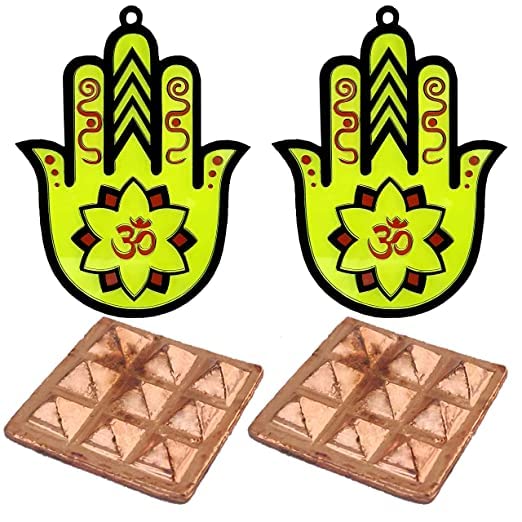 Buy Divya Mantra Vastu Wish Pyramid Copper Door Plate Hand Hamsa Nazar ...