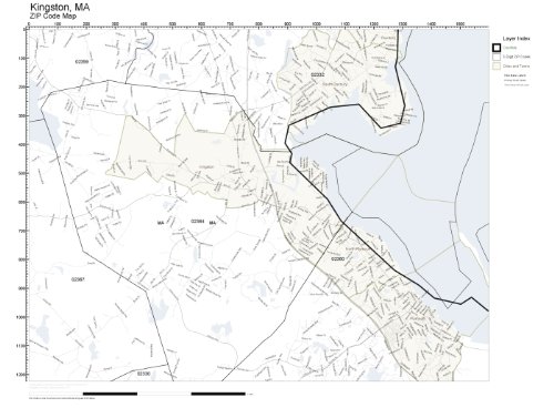 Amazon.com : ZIP Code Wall Map of Kingston, MA ZIP Code Map Laminated ...
