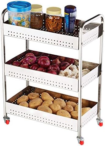 Amazon Brand - Solimo 4 Layer Stainless Steel Kitchen Trolley Rack ...
