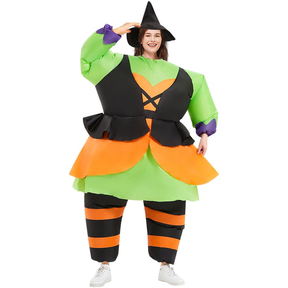 Amazon.com: JUROSAICA Inflatable Costume Adult Witch Costume With Hat ...