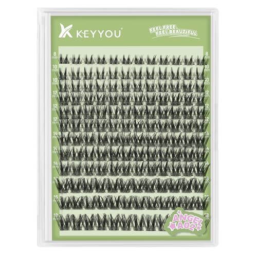KEYYOU LASH clusters 144Pcs D Curl Angel Eyelash Extension Thick Wispy ...