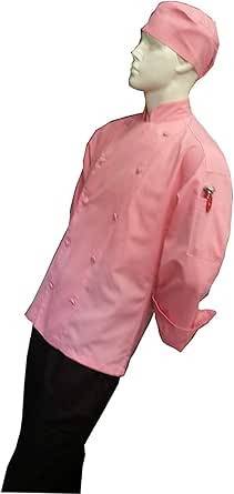 Amazon.com: CHEFSKIN Pink Chef Jacket Coat Cool Soft Twill Fabric ...