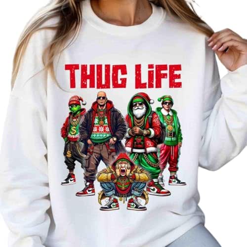Amazon.com: Viral Christmas Movie Thug Life Sweater, Thug Life Hoodie ...