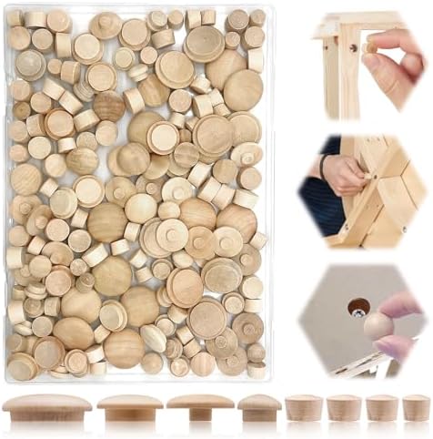 Waltool 160 Pcs 2 Styles Wood Hole Plugs Assortment Set, 3/16 Inch, 5/ ...