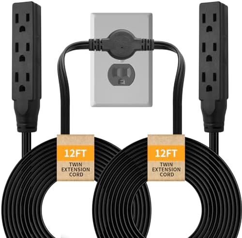 Amazon.com: Makevivi Twin Extension Cord, 24 Ft Flat Wall Plug, 12 Feet ...