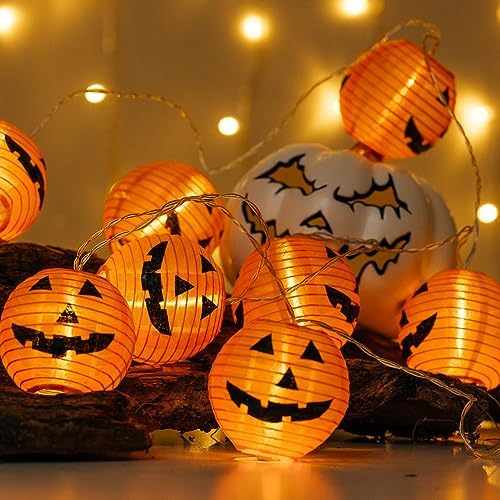 Lush Lights 10 LED Pumpkin Lights - White LED's - Battery-Powered ...