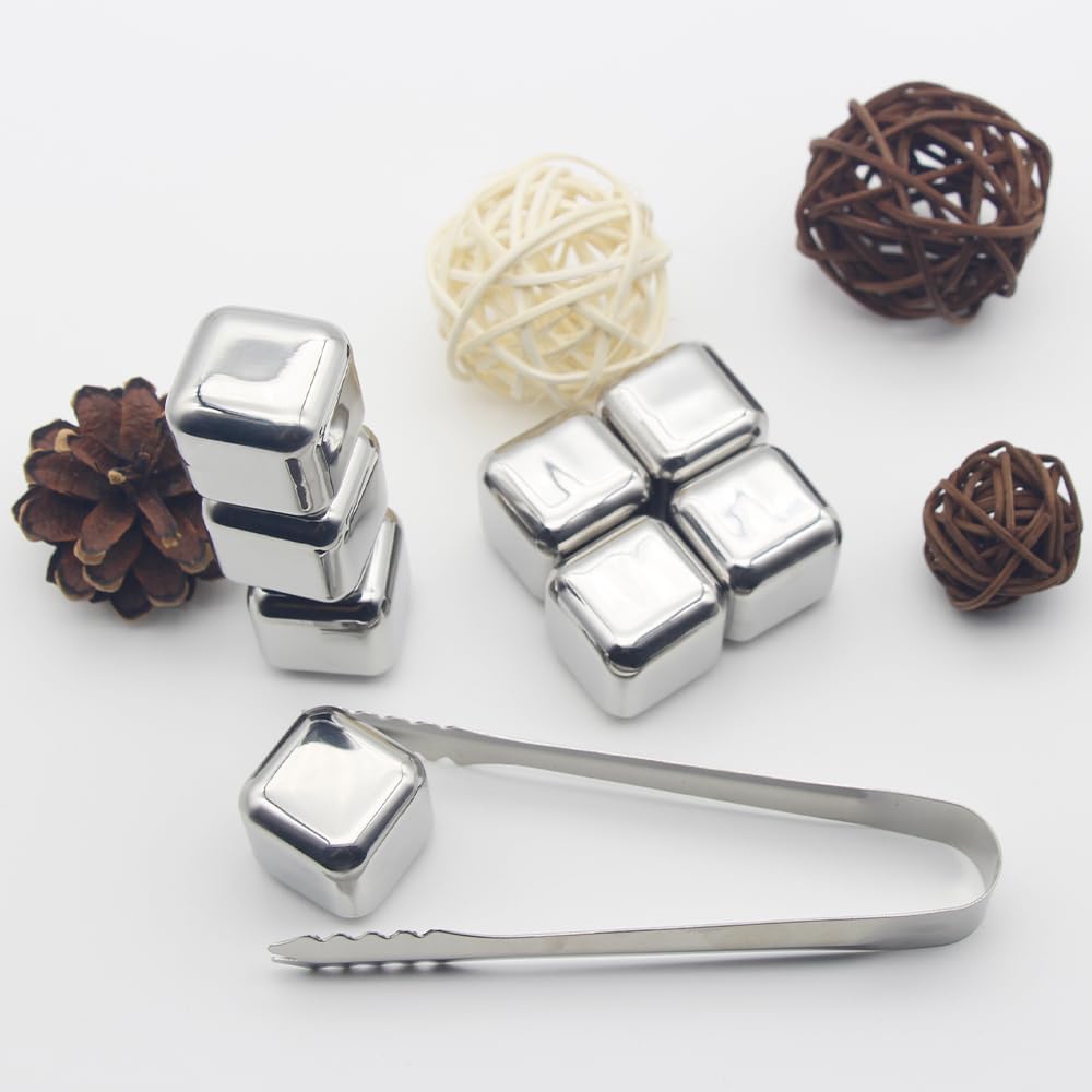 Amazon.com: Metaspl 8 pcs Stainless Steel Ice Cubes for Drinks ...