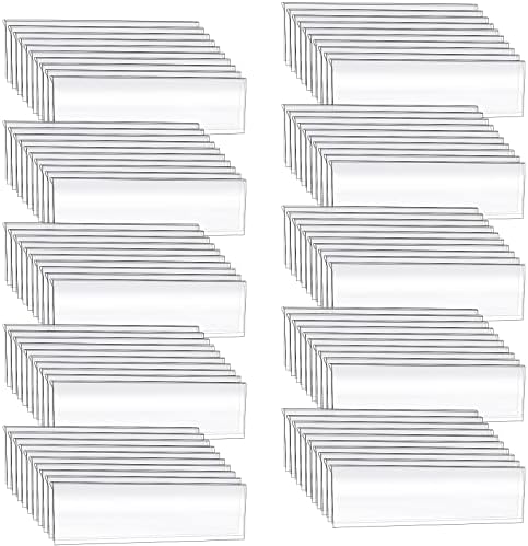 JiaUfmi 100 Pcs Shelf Label Holders Adhesive Shelf Tag Clear Pockets ...