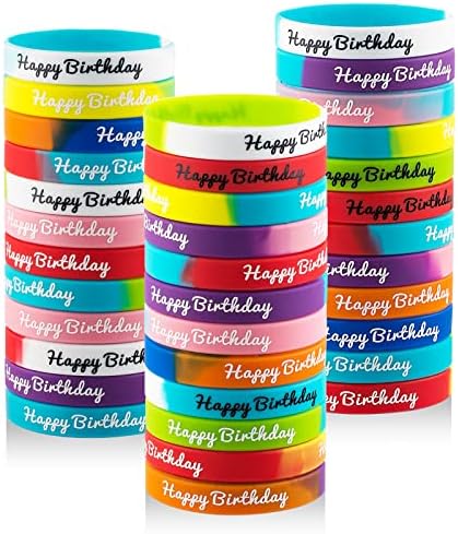 Amazon.com: hexiaoxiao 36pcs Happy Birthday Rubber Bracelets Colorful ...