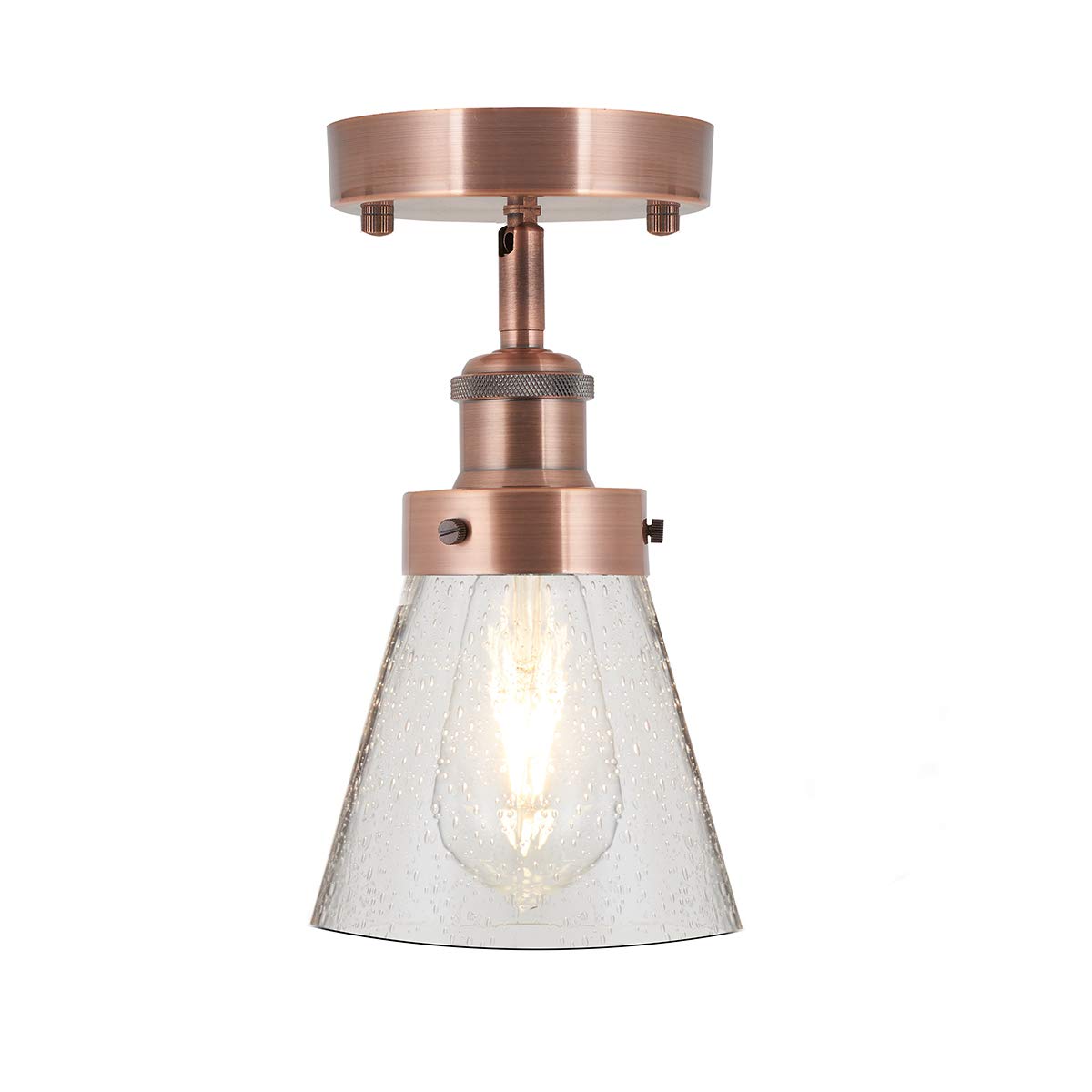 Buy SYDTOP Semi Flush Ceiling Light, Mini Clear Seeded Glass Shade ...