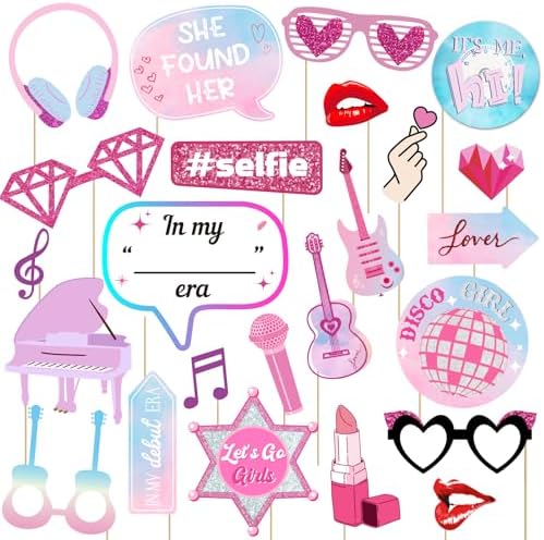 Amazon.com: 24pcs Sing Photo Booth Props - Birthday Party Supplies with ...