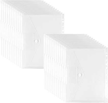 Fousenuk 24Pcs Pochette Plastique A4 Perforée, Transparente Porte ...