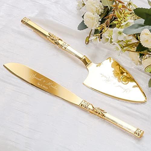 TUKDAK Cake Server with Cake Knife in Set with Engraving, Personalised ...