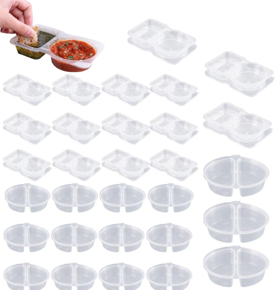 Double Compartment Condiment Container,2 Compartment Snack Containers ...