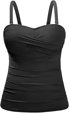 Amazon.com: Aqua Eve Plus Size Tankini Top Only Bandeau Swim Top ...