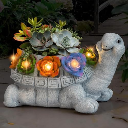 Amazon.com : Esterno Stacked Turtle Planter; Decorative Garden Statue ...