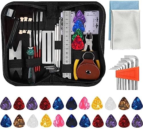 55Pcs Guitar Repairing Maintenance Tool Kit with Carry Bag Guitar Pick ...