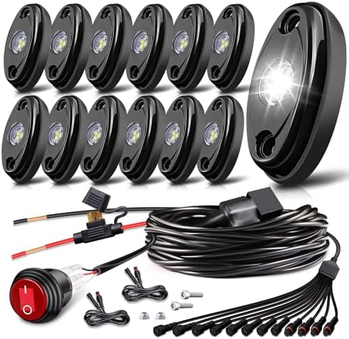 Amazon.com: LEDMIRCY White LED Rock Lights Kit with Round Toggle Switch ...