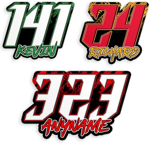 Custom Race Number Name Sticker Personalized Racing Name Number Text ...