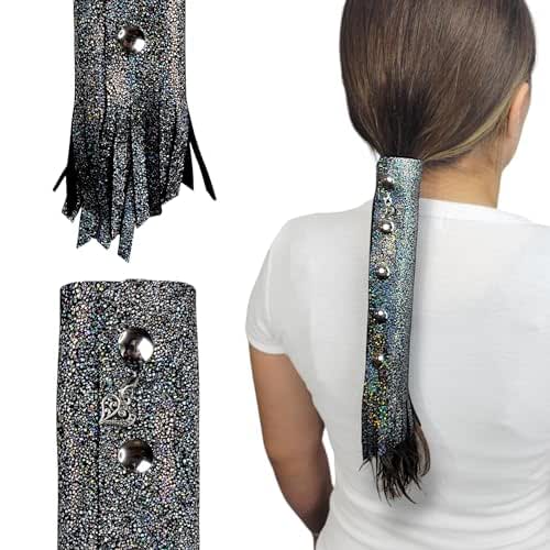 Amazon.com: Silver Sparkle motorcycle Leather Hair Wrap 8" Inch ...