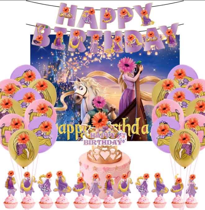 Amazon.com: Generic Princess Birthday Backdrop Princess Birthday Party ...