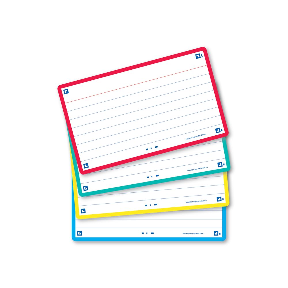 Oxford Flash Cards, Revision Cards, Assorted Colours, Ruled, 7.5 x 12.5 ...