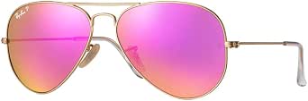 Amazon.com: Ray-Ban RB3025 112/1Q Gold Frame/Cyclamen Flash Polarized ...