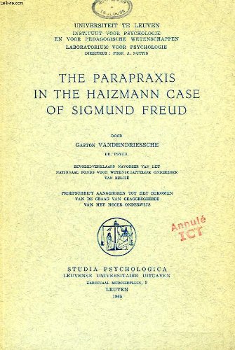 THE PARAPRAXIS IN THE HAIZMANN CASE OF SIGMUND FREUD: Amazon.co.uk ...