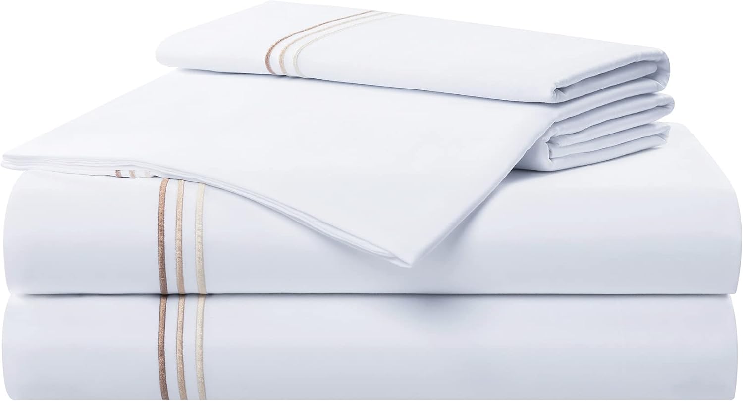 Amazon.com: Aston & Arden Sateen Sheet Set - 100% Cotton 600 Thread ...