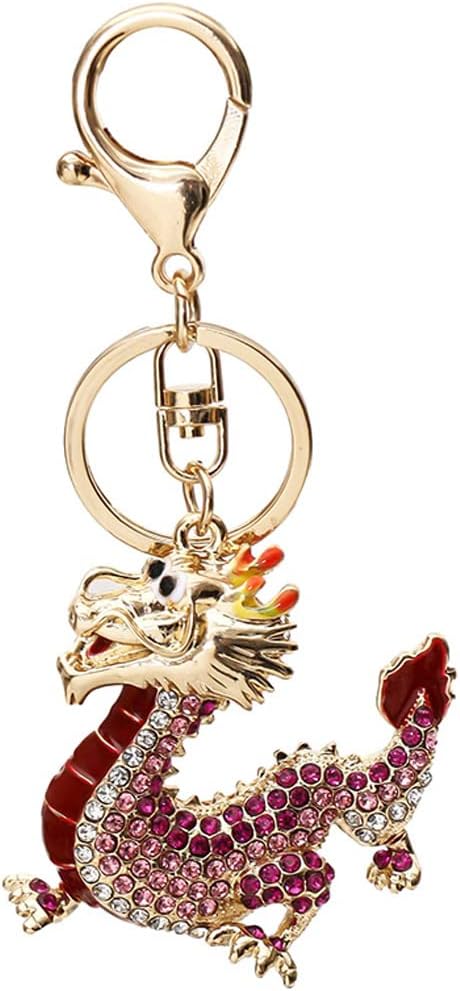 Amazon.com: LUOZZY Chinese Keychain Rhinestone Dragon Keyring Chinese ...