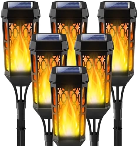 Solar Post Light,Outdoor Post Cap Light Flickering Flame Light for ...