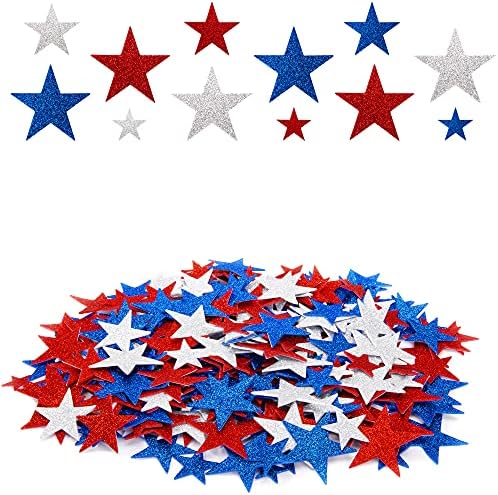 Amazon.com: 180 Pcs Patriotic Foam Stars Stickers Red Blue Silver Stars ...
