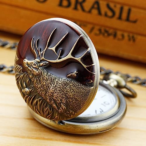 Buy Realpoo Animal Patch Quartz Pocket Watch, Carved Goat Animal Patch ...