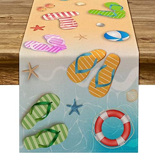 Amazon.com: Summer Beach Table Runner Flip Flops Seaside Themed ...