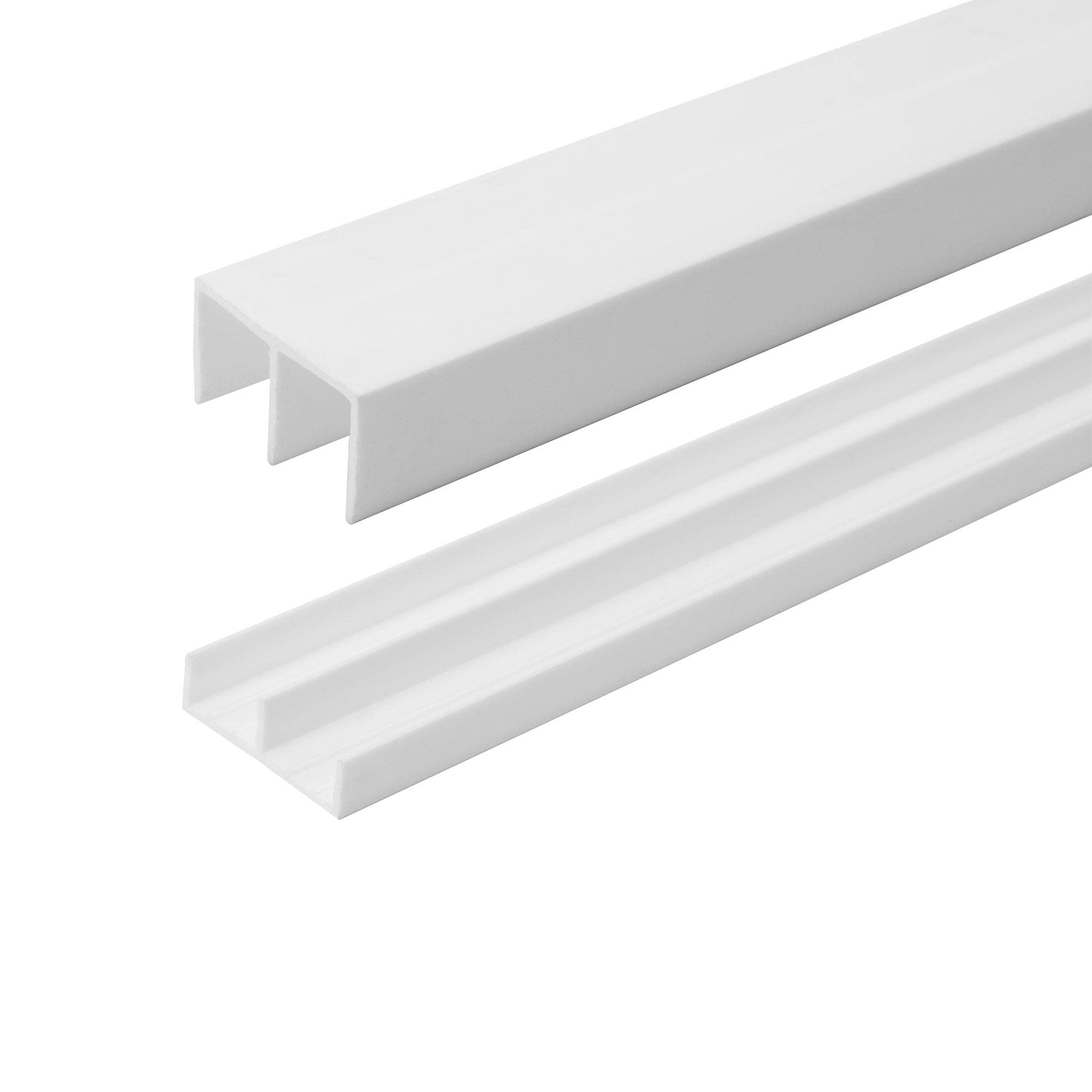 36 Inch Long White Plastic Sliding Door Track Set for 1/2" Thick Panels ...