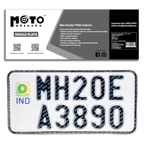 Moto Utility Single Bike Back Number Plate Only - Die Pressed Aluminium ...
