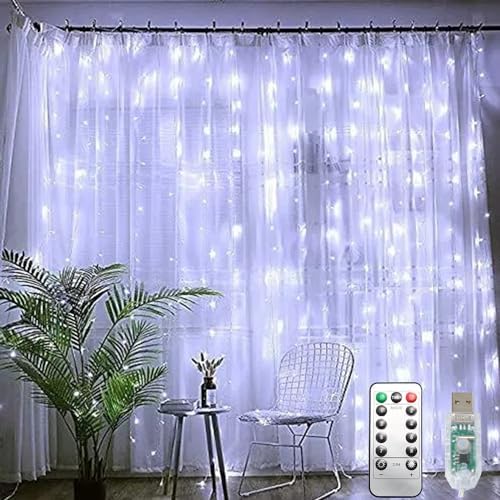 Amazon.com: FUNPENY Window Curtain String Lights, 300 LED 8 Lighting ...