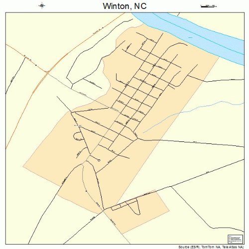 Large Street & Road Map of Winton, North Carolina NC - Printed poster ...