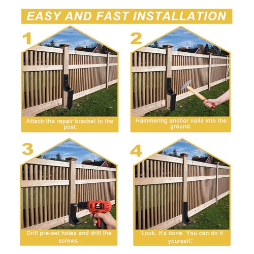 Snapklik.com : Hoqqf Fence Post Repair Kit 2 Pack