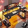Amazon.com: SEDETA Gaming Desk 55'' with LED Lights and Storage Shelves ...