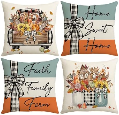 Amazon.com: YMQIANYU Autumn Pillow Covers - Pumpkin Fall Decorative Set ...