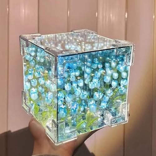 BOLTGY Tulips Cube Mirror Lamp,Finished Tulip Infinity Mirror Light ...