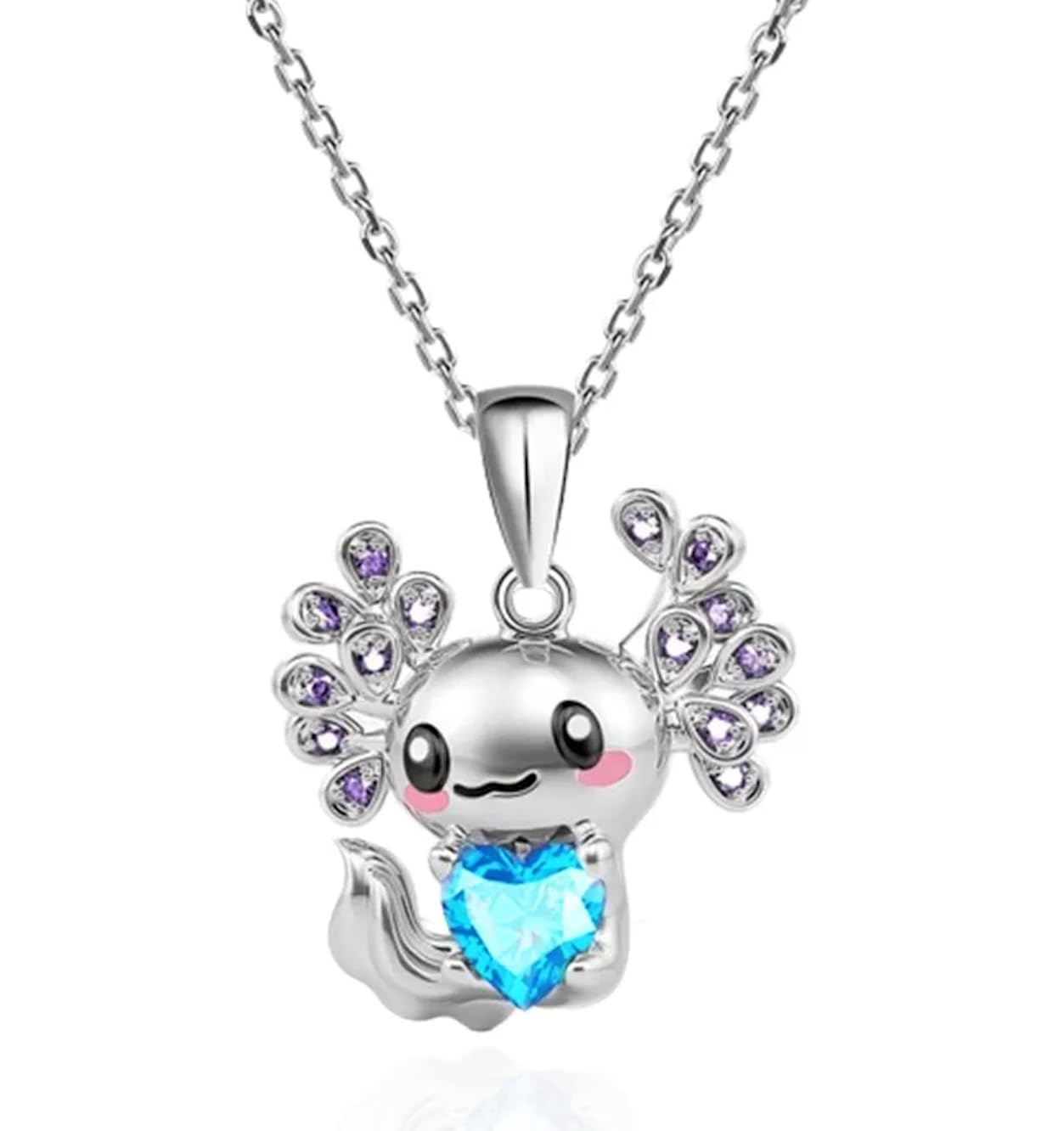 Collar dije ajolote axolotl charm kawaii lindo salamandra con piedra ...