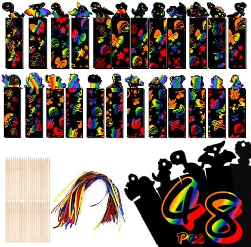 Scratch Art Bookmarks, 30pcs Scratch Bookmarks, Magic Rainbow Scratch ...