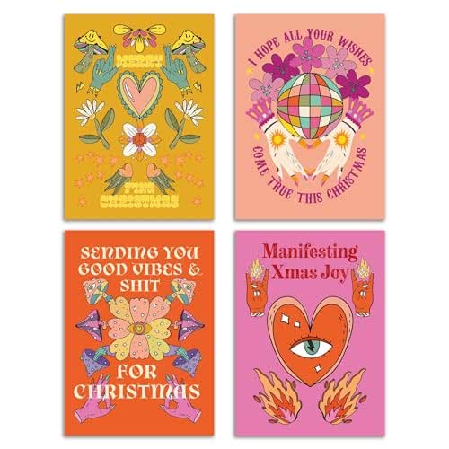 Amazon.com: Ritzy Rose 24 Merry Mantras Offbeat Boho Christmas Cards ...