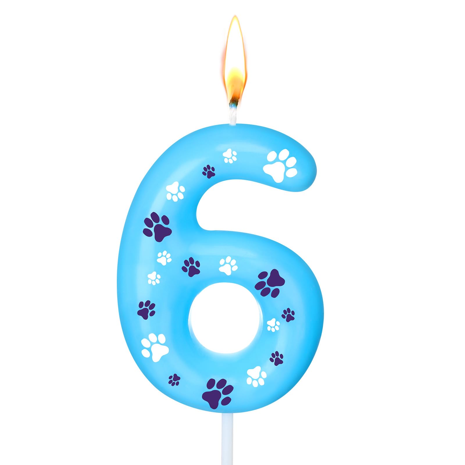 Amazon.com: Threlaco Number 6 Blue Dog Paw Birthday Candles Numeral ...