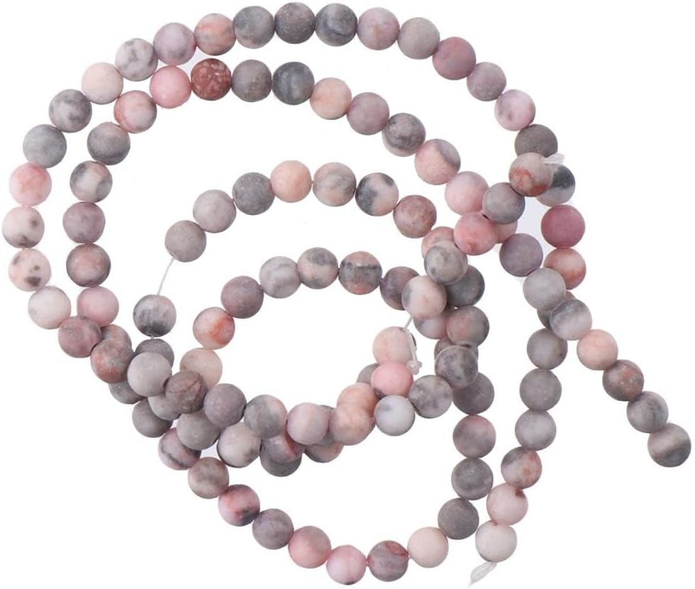 45 Pcs Stone Beads 8mm, Pink Zebra Jade Crystal Round Beads for Jewelry ...