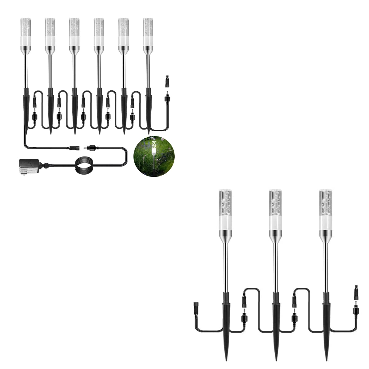 6 Pcs low voltage pathway lights + 3PCS Extension Lights for Path ...