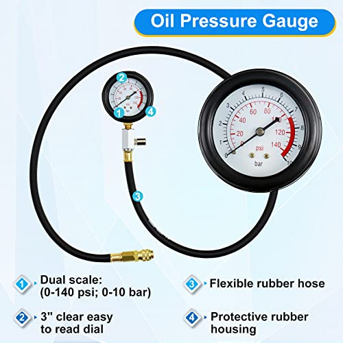 Snapklik.com : JoyFans Oil Pressure Tester Tool, 0-140PSI Oil Pressure ...